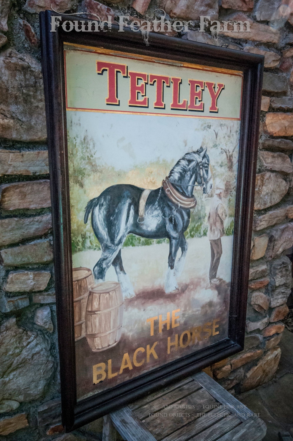 Authentic Antique Tetley Heritage 'The Black Horse' English Pub Sign