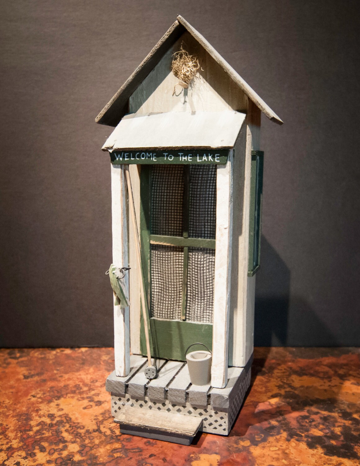 Miniature Fishing Cabin Front Door