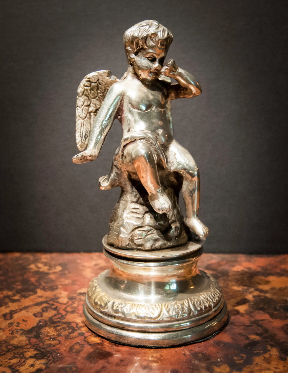 Reserved for Elisa ~ Sterling Silverplate Over Brass Winged Cherub