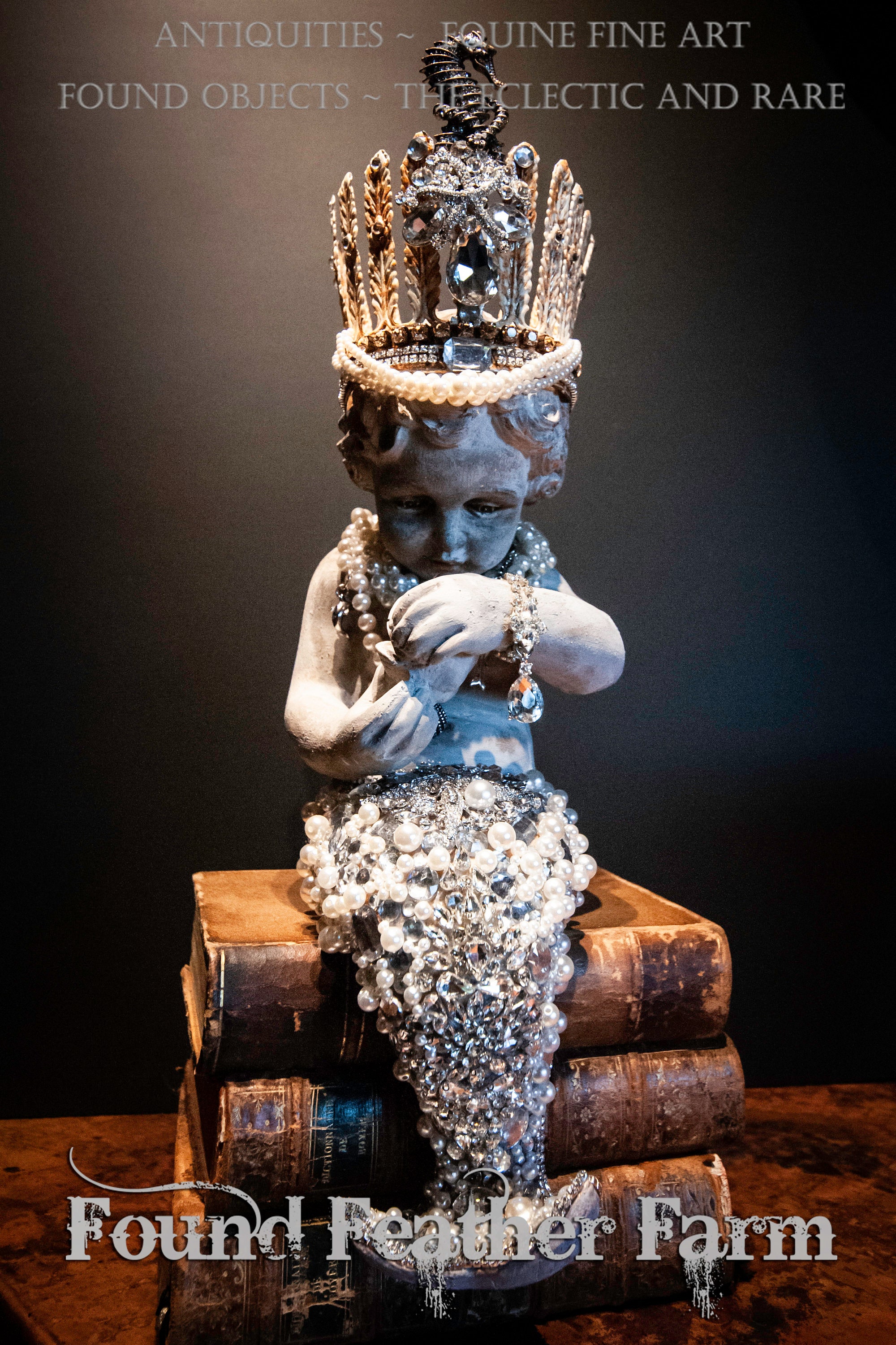 Spectacular One of a Kind Handmade Crowned Jeweled Mermaid Heavily ...