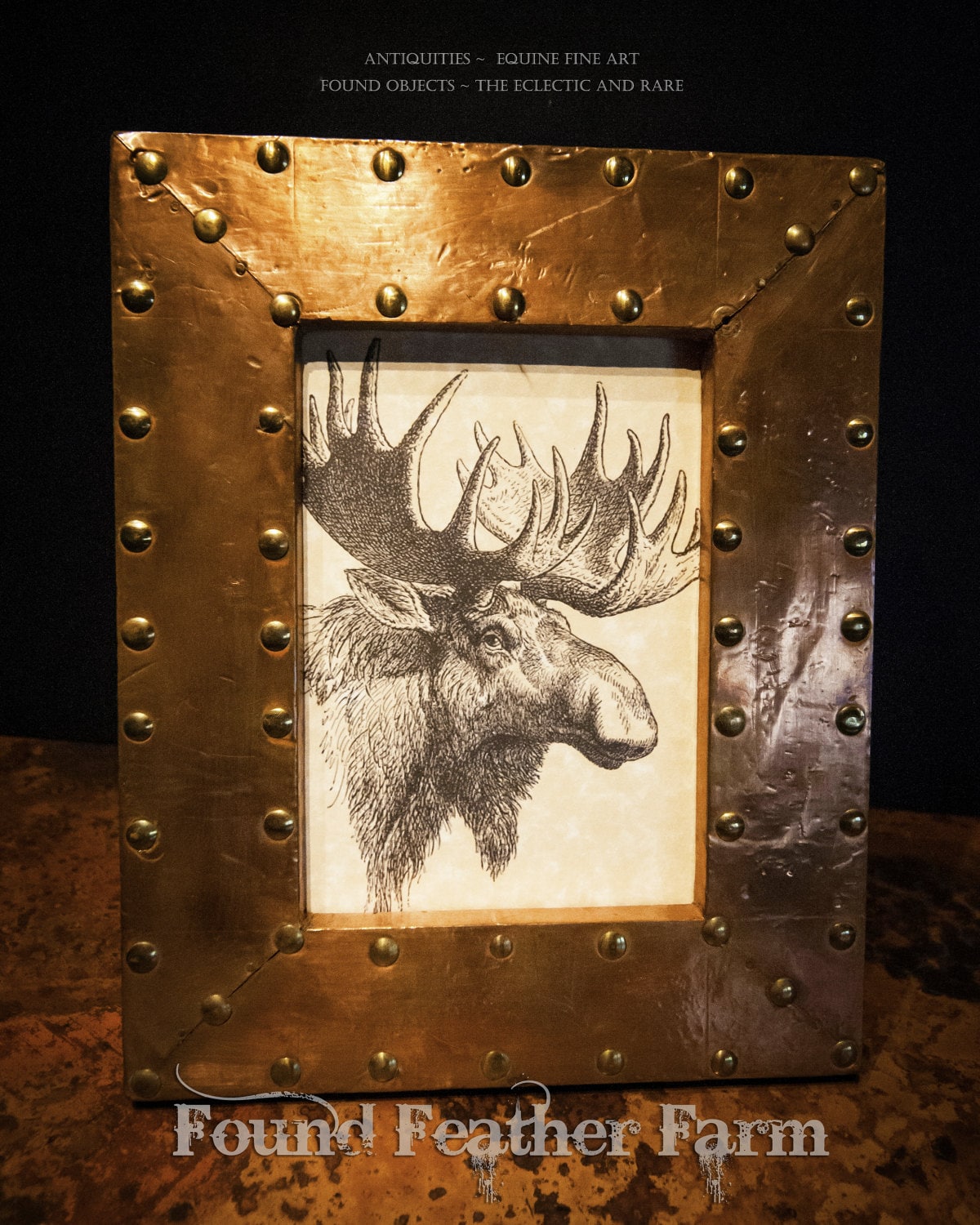 A Vintage Copper Photo Frame with Brass Rivets