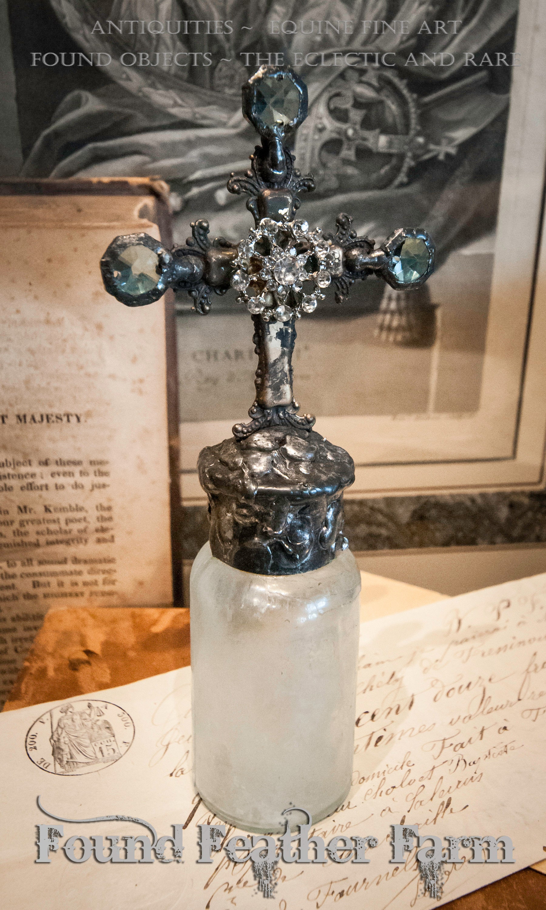 Handmade Antique Glass Cross Bottle ~ Unearthed Artifact Series