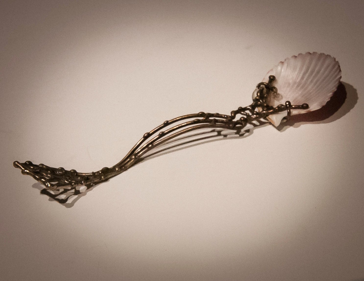 Antique Sterling Silver Shell Spoon