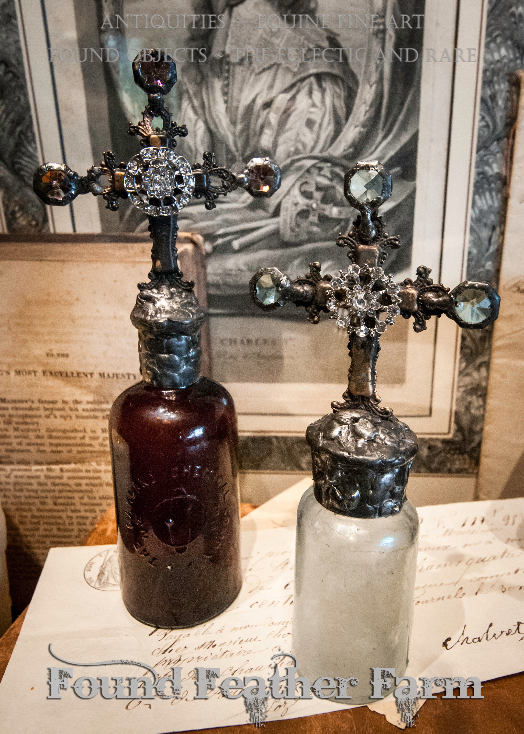 Handmade Antique Glass Cross Bottle ~ Unearthed Artifact Series