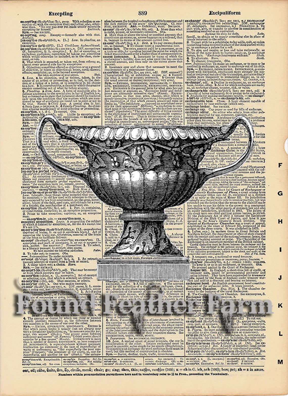 Vintage Antique Dictionary Page With Antique Print "architectural Urn ...