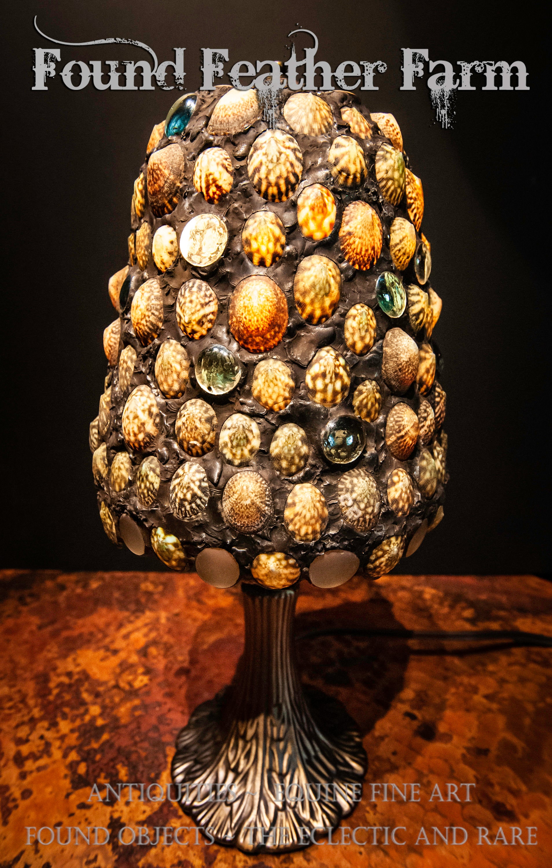 Fabulous One of a Kind Original Design Handmade Limpet Shell Accent Lamp