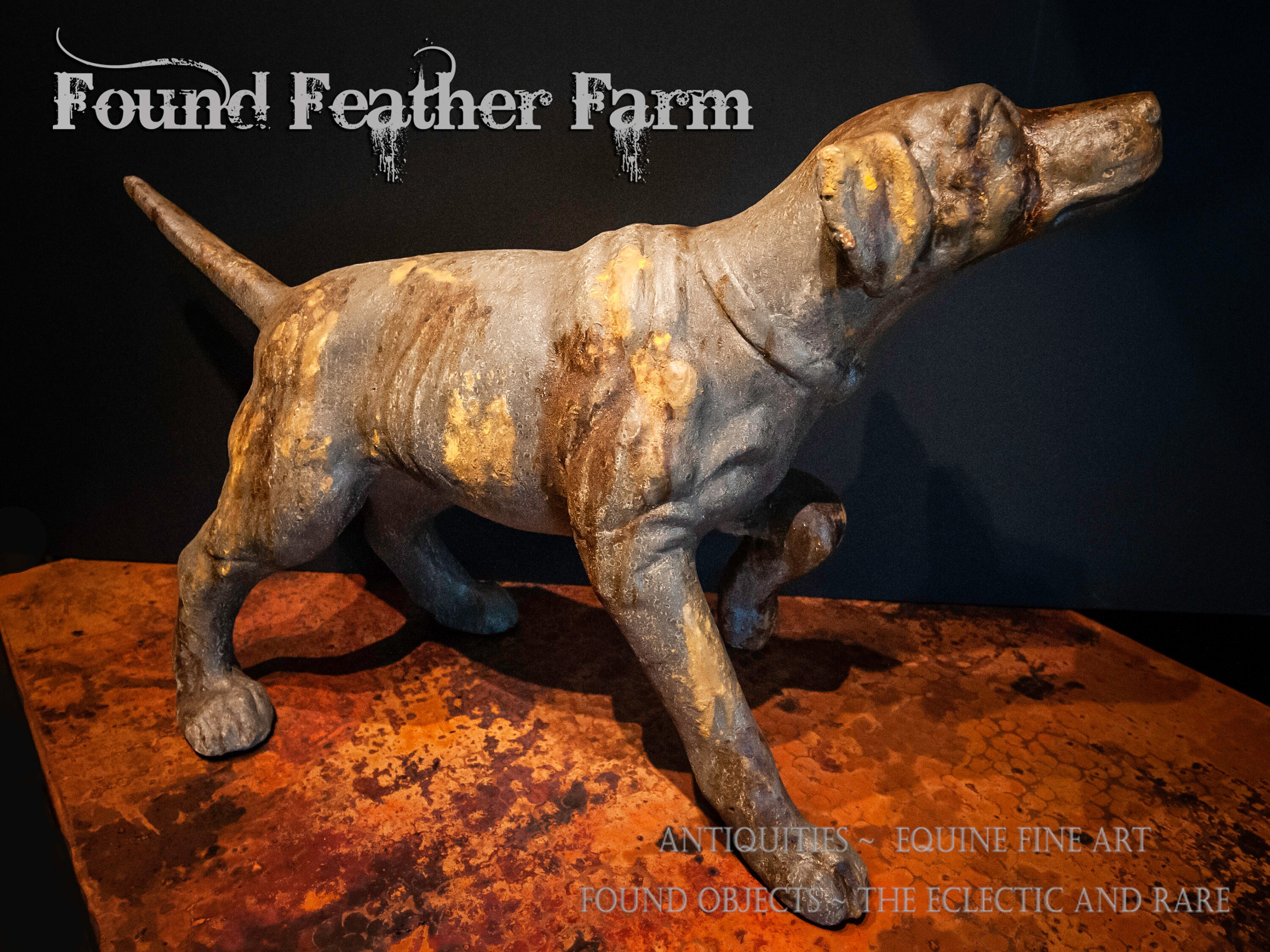 Rustic Stone and Resin Hunting Hound Statue with a Faux Finshed Rusted ...
