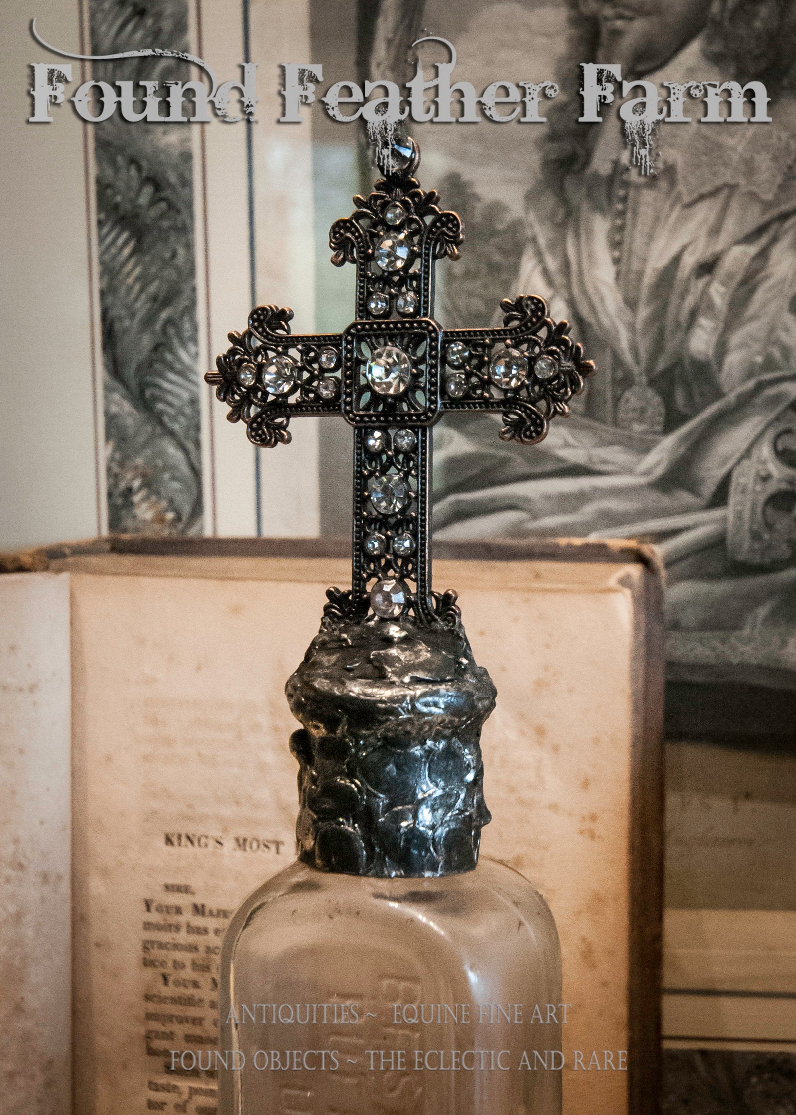 Handmade Antique Glass Cross Bottle ~ Unearthed Artifact Series