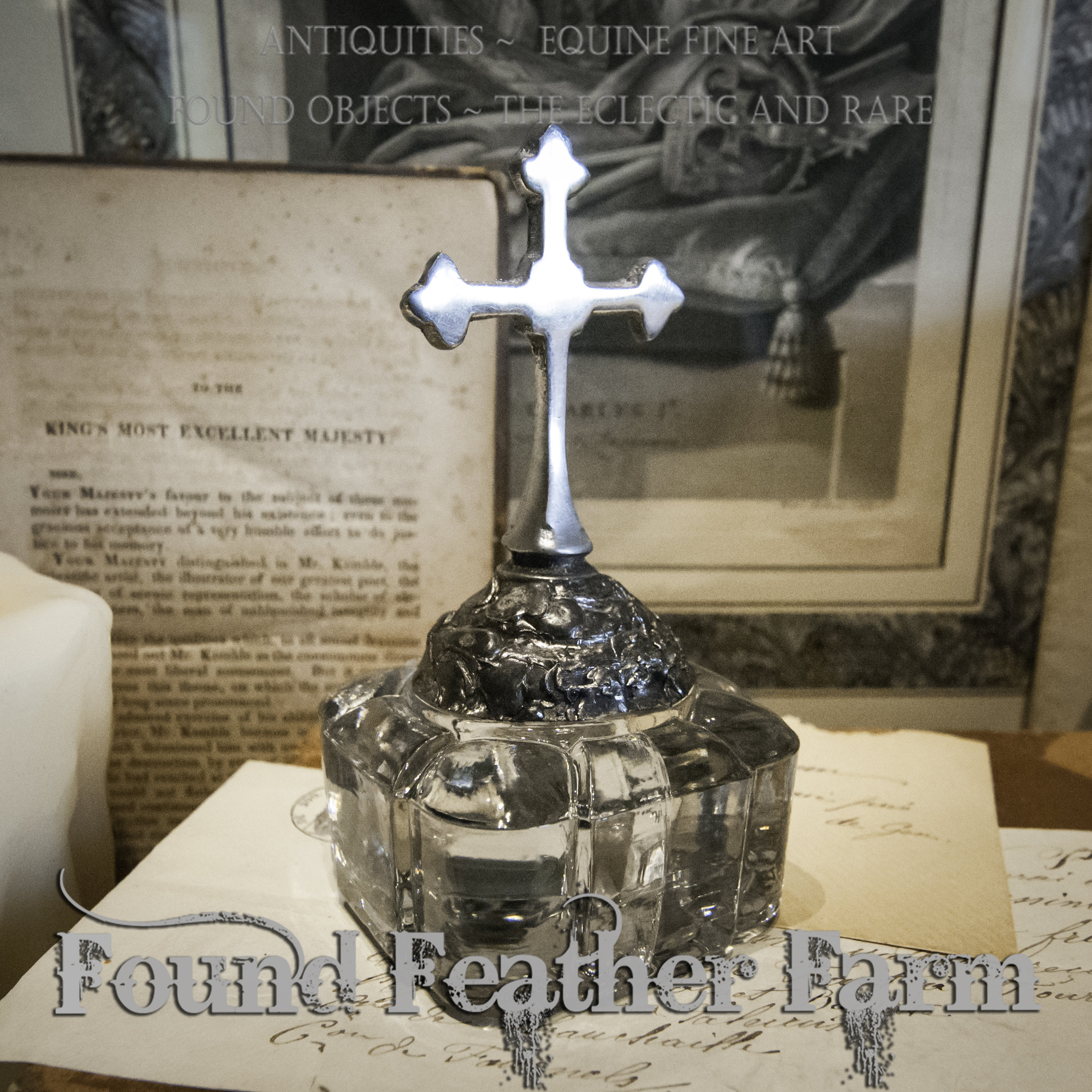 Handmade Antique Glass Cross Bottle ~ Unearthed Artifact Series