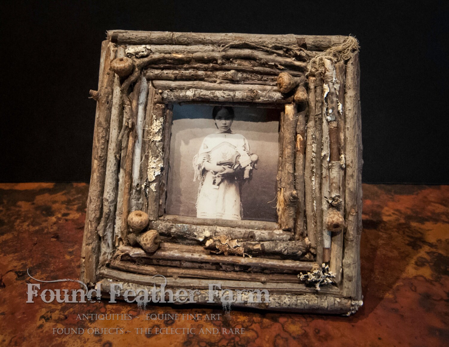 Vintage Handmade Rustic Twig Photo Frame
