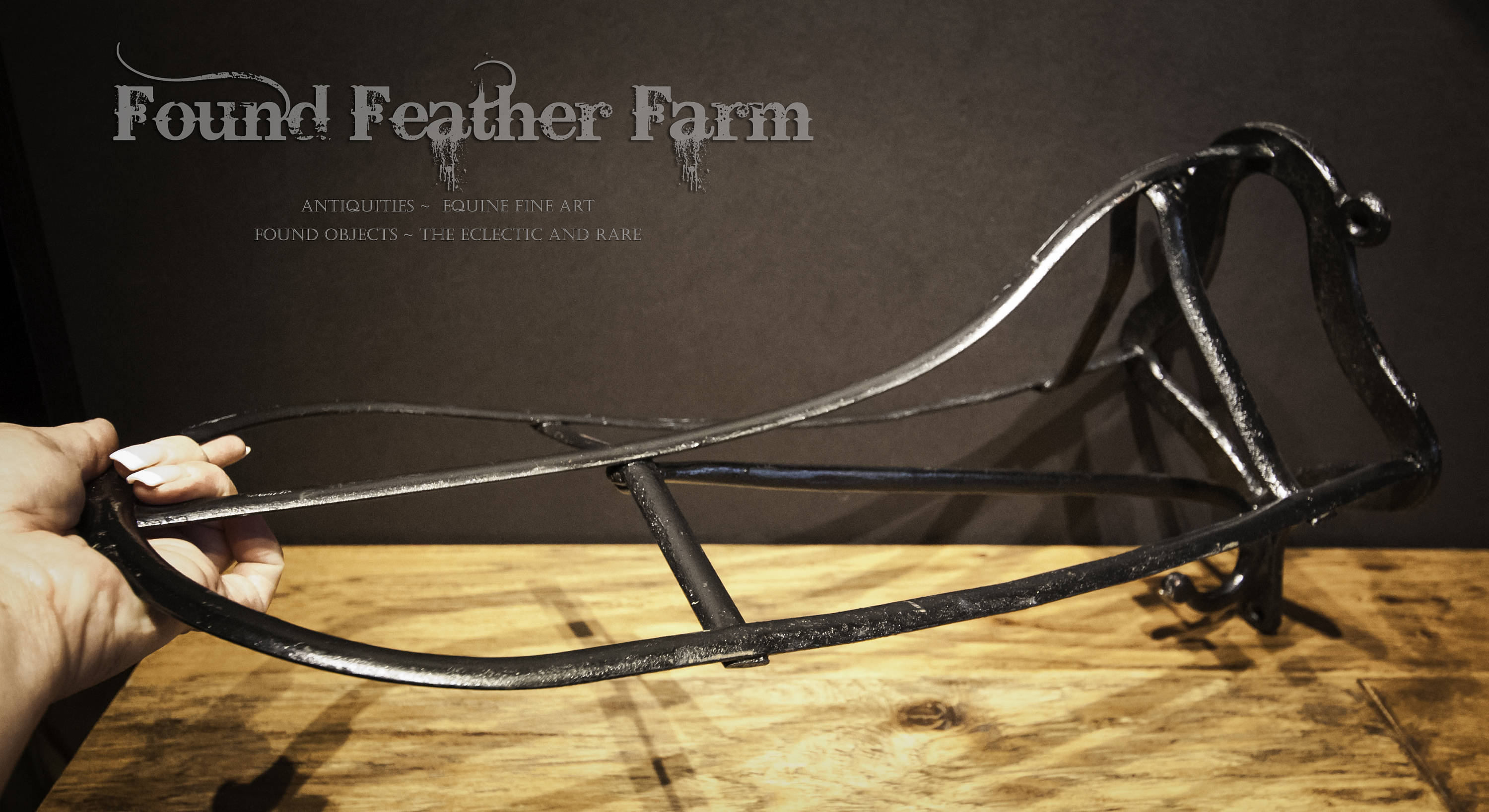 Antique Iron Equine Saddle Rack with Hook