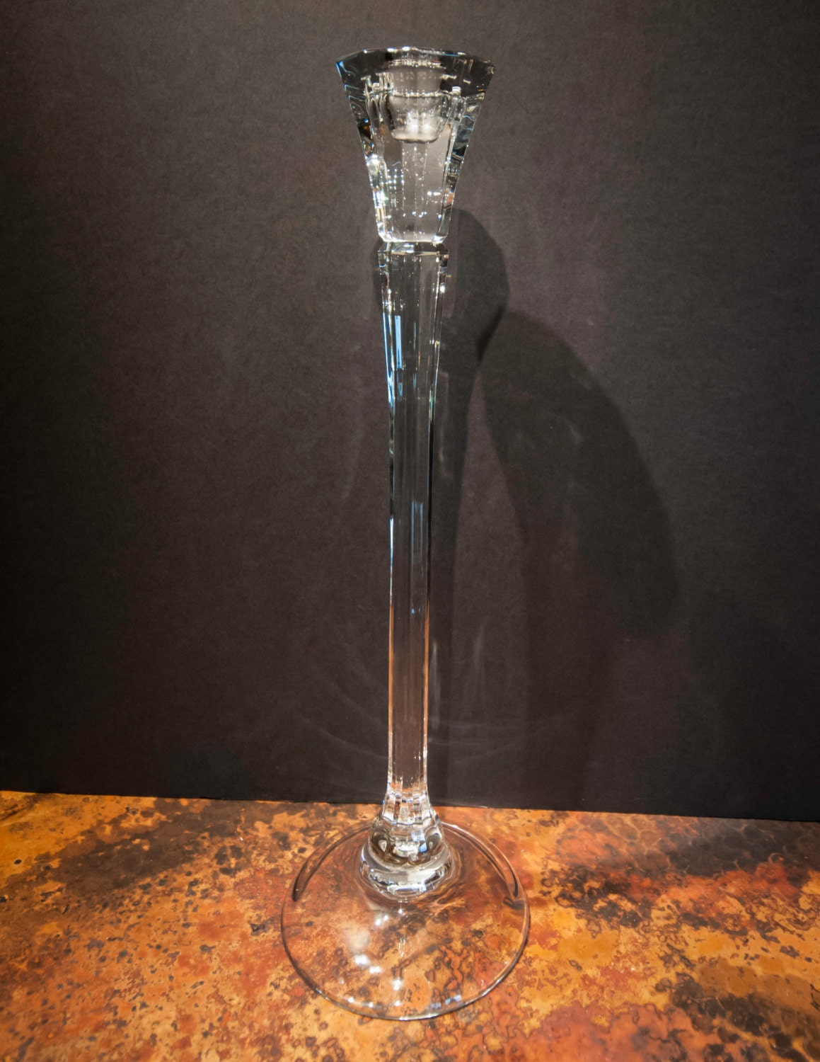 Vintage Tall Lead Crystal Candlestick