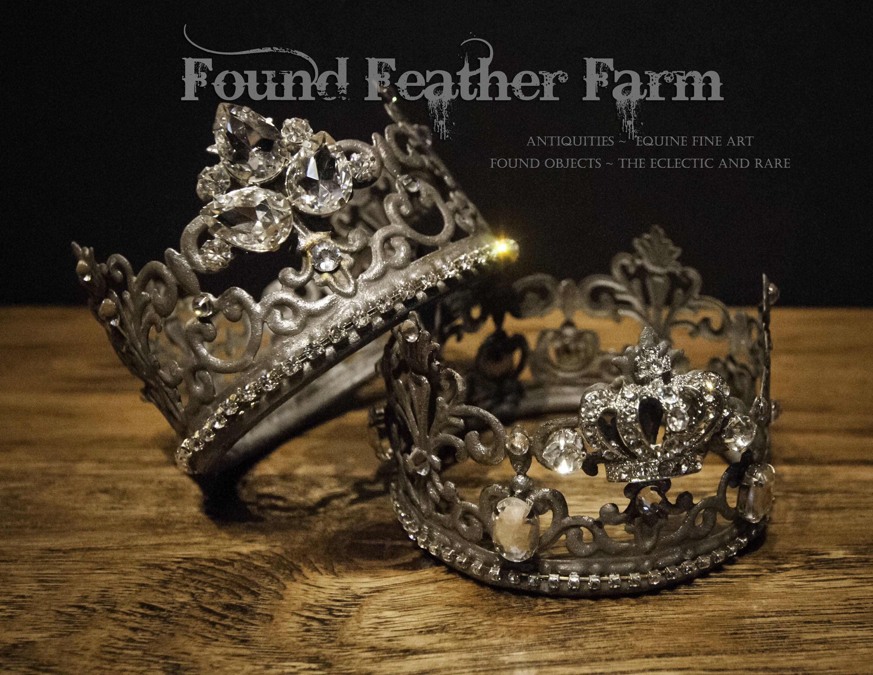 Stunning Medium Handmade Embellished Tin Crown with Vintage Jewels