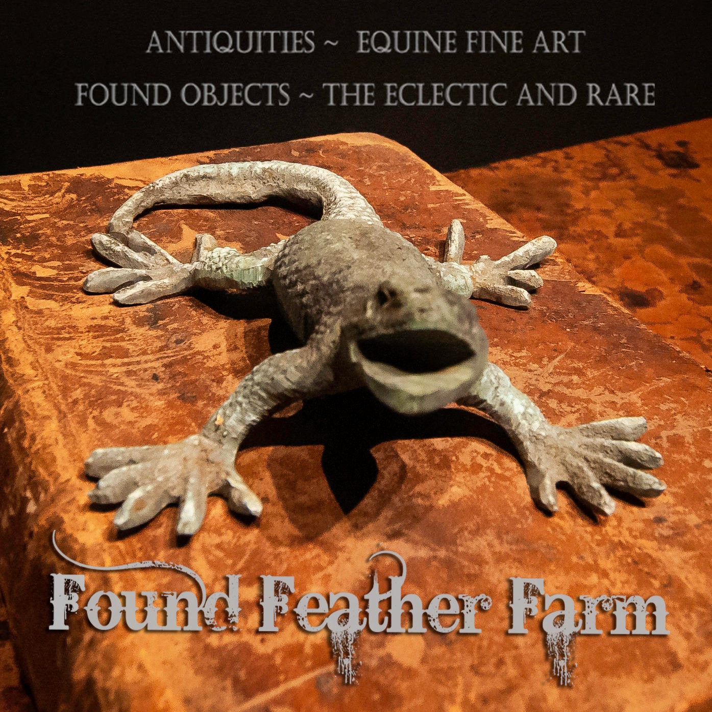 Handmade Solid Bronze Lizard with an Oxidized Green Patina