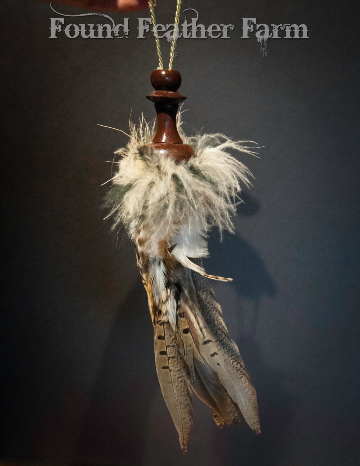 A Vintage Handmade Feather Tassel with Natural Pheasant Feathers