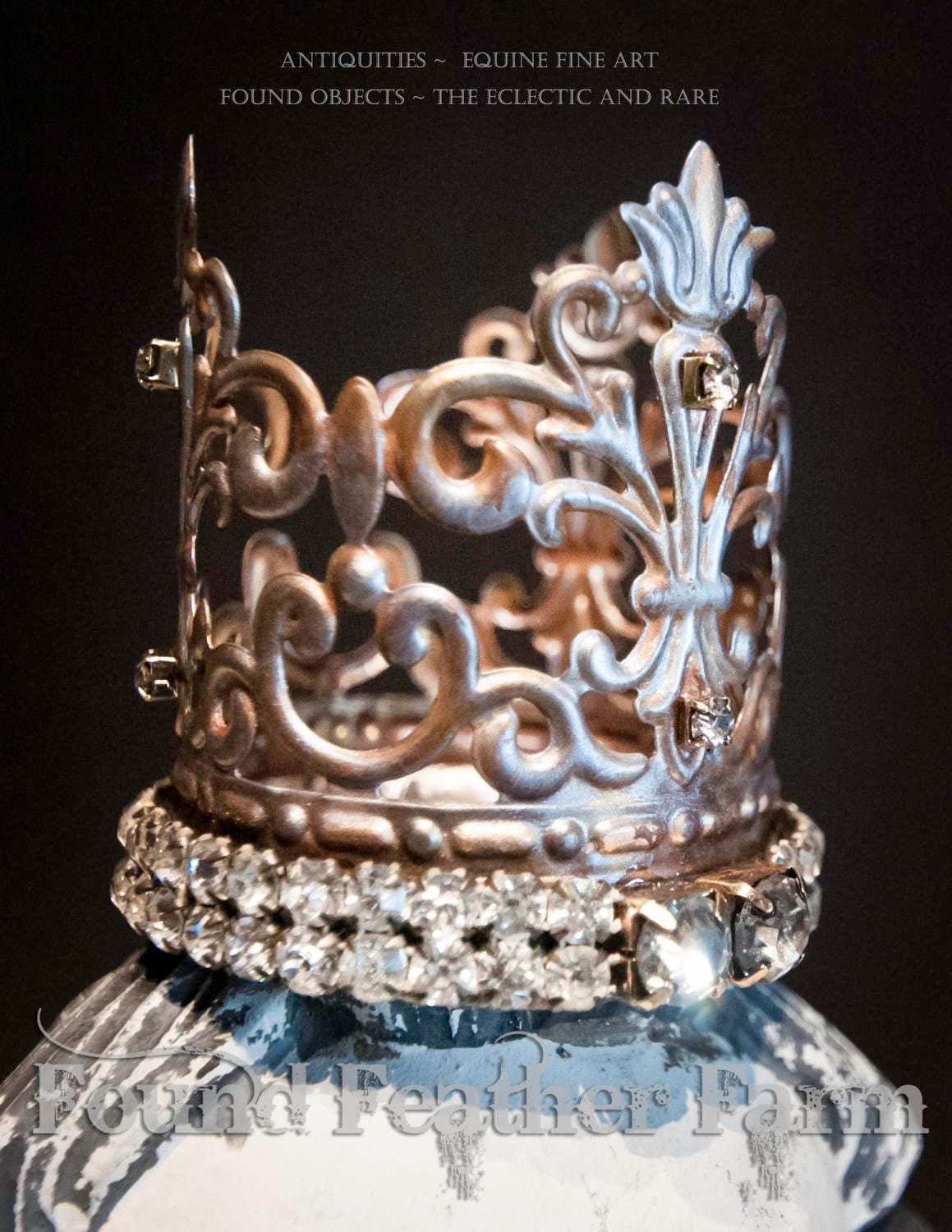 Precious Little Handmade Embellished Tin Crown with Vintage Jewels