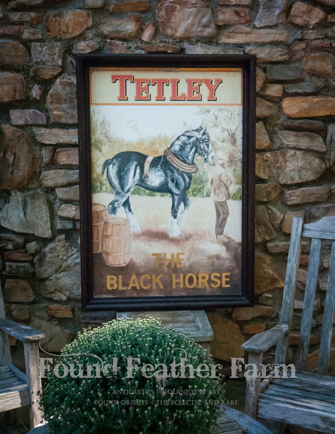 Authentic Antique Tetley Heritage 'The Black Horse' English Pub Sign