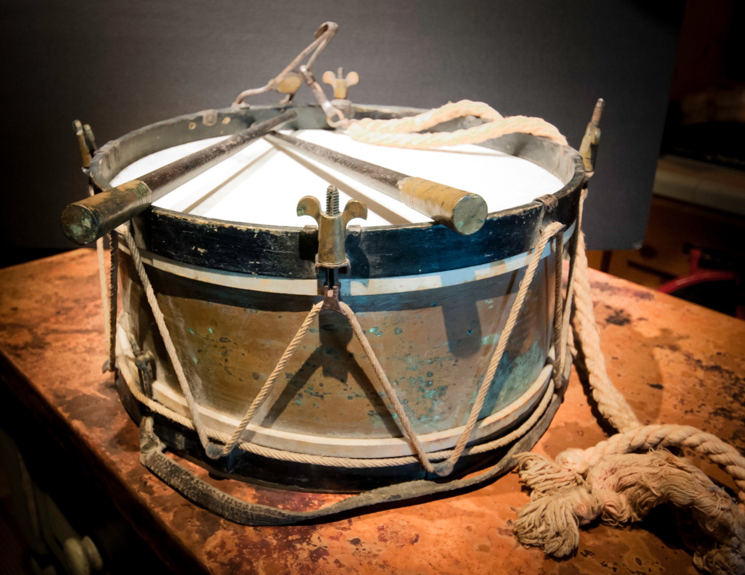 Antique French 1900's World's Fair Parade Drum in the Original Crate