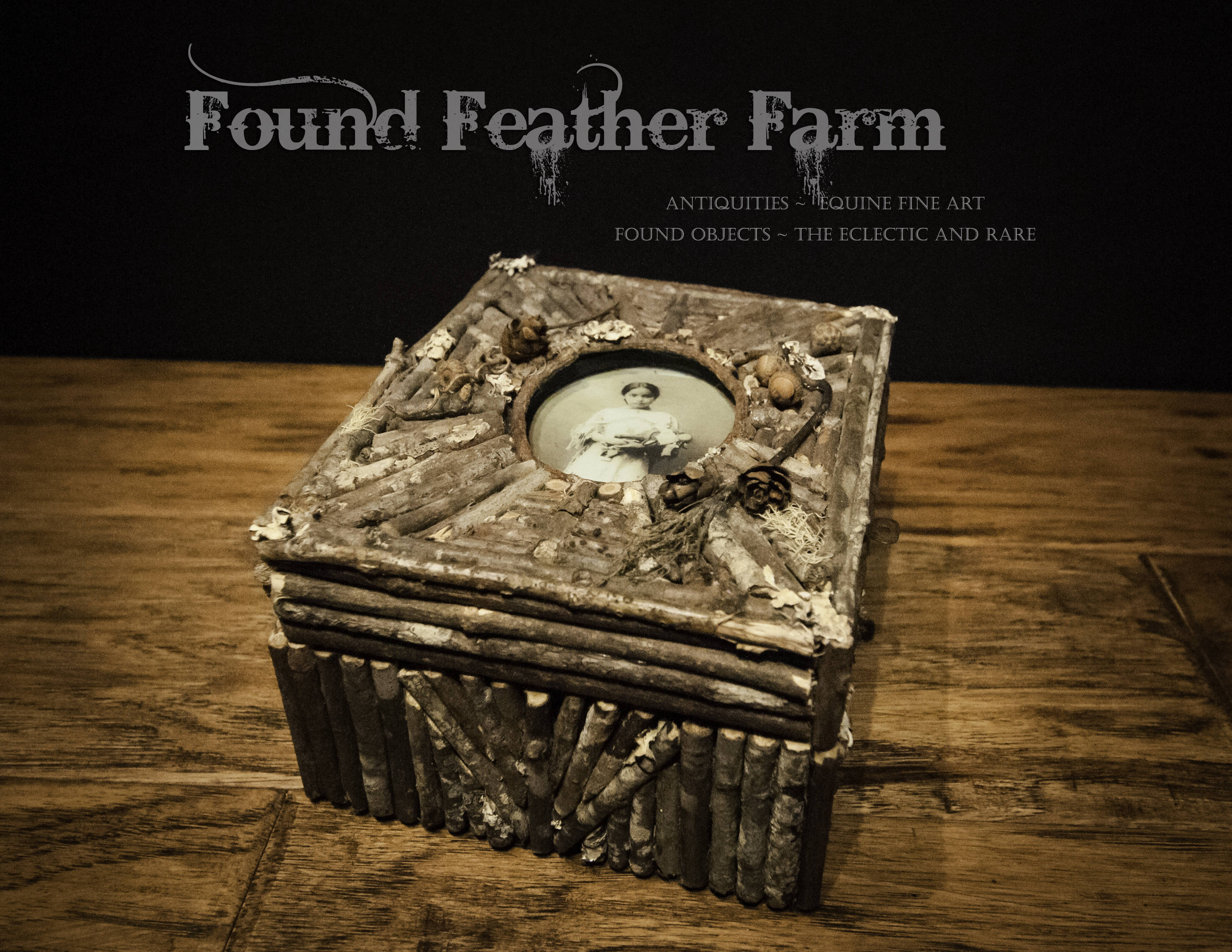 Handmade Twig Keepsake Box with Indian Girl