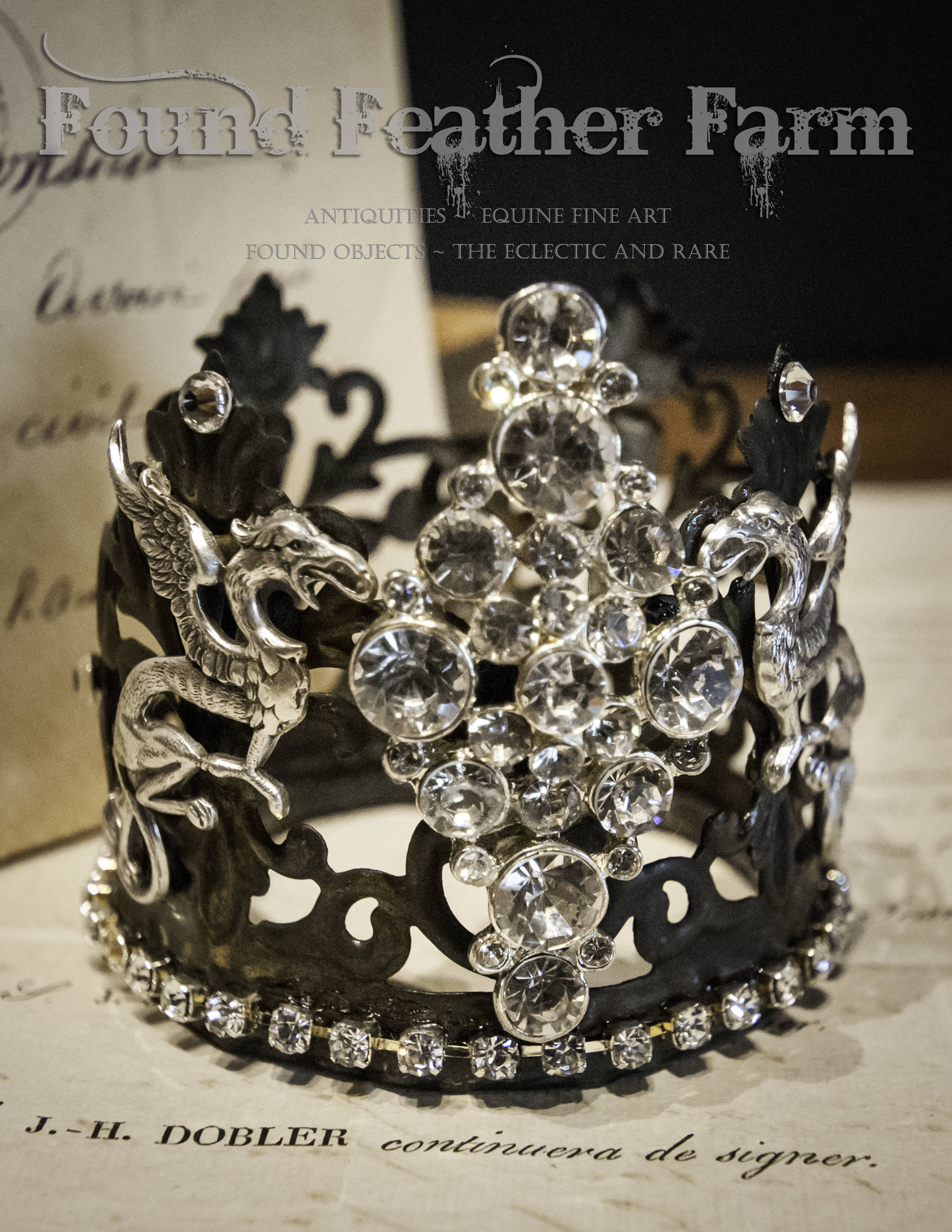 Handmade Tin Crown Embellished with Vintage Brooch and Jewels