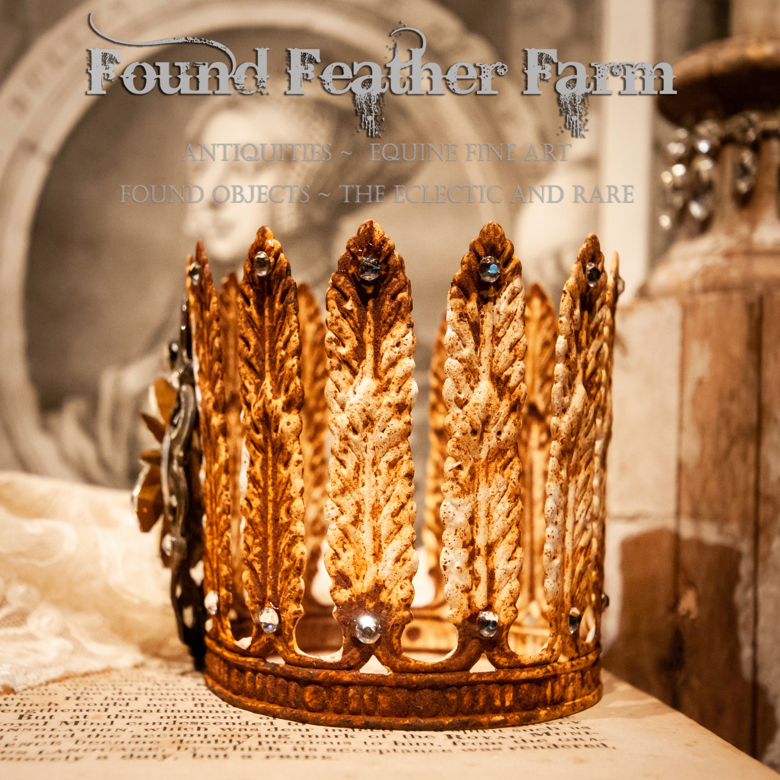 Wonderful Rusted Acanthus Crown Adorned Featuring an Oval Bronze Detail ...