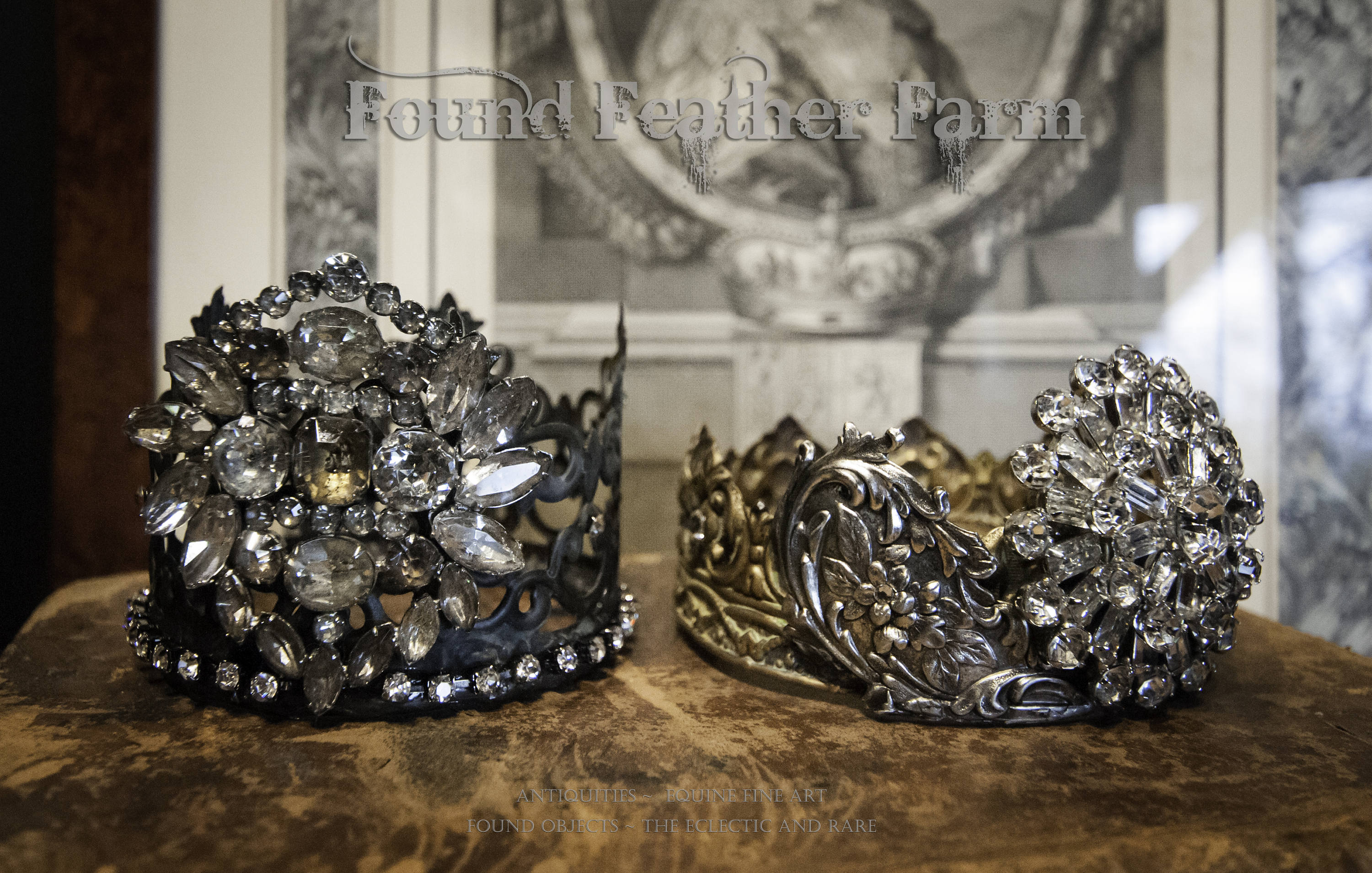 Stunning Medium Handmade Embellished Tin Crown with Vintage Rhinestone ...