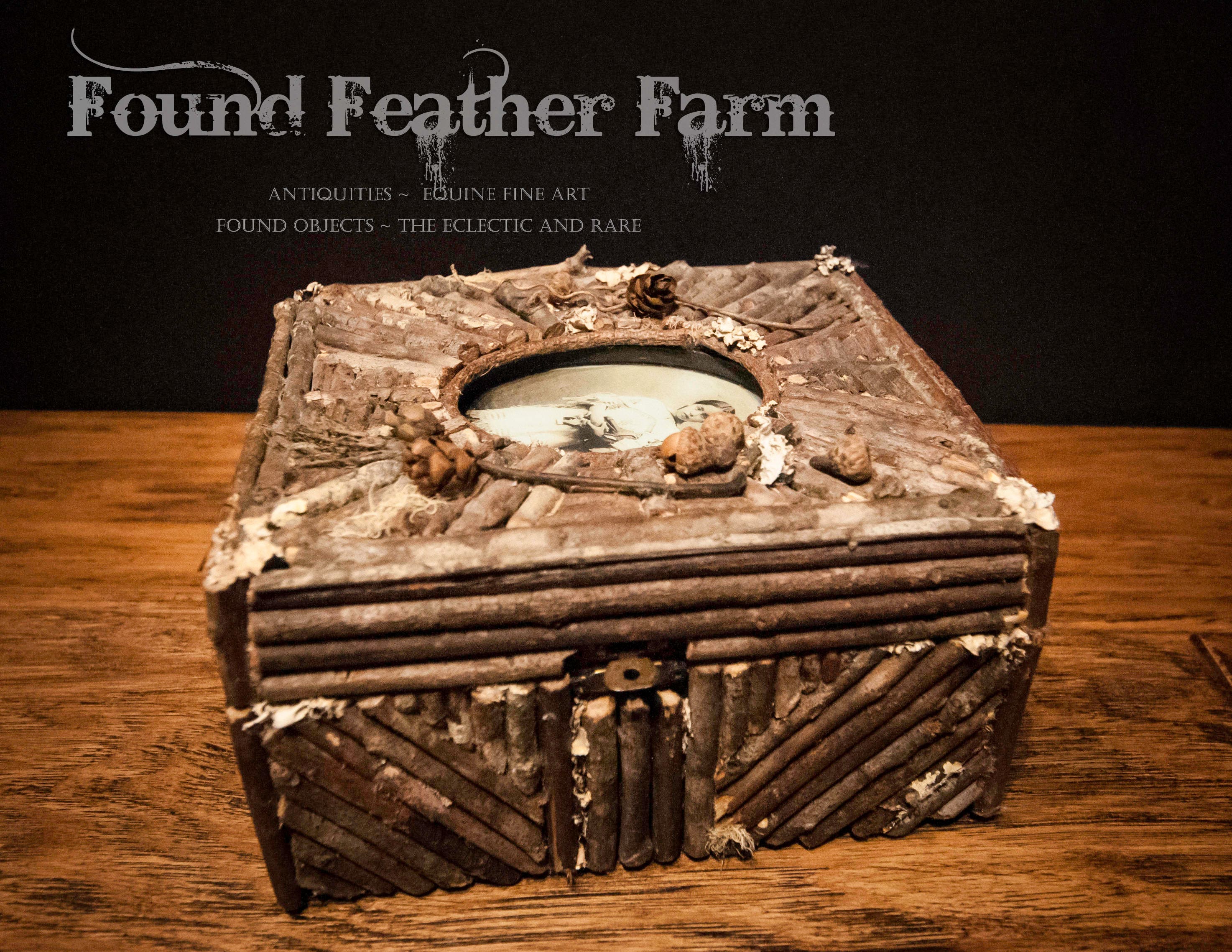 Handmade Twig Keepsake Box with Indian Girl