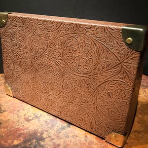 Embosed Faux Leather Box With Brass Corners - Etsy