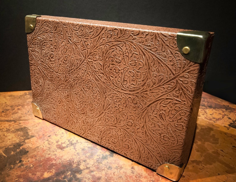 Embosed Faux Leather Box With Brass Corners - Etsy