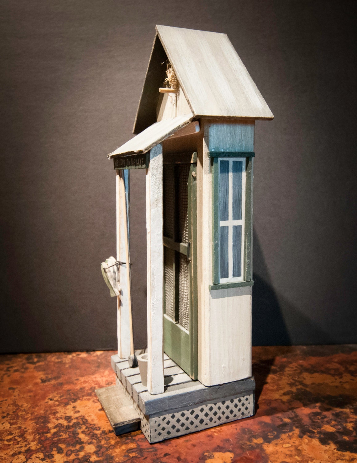 Miniature Fishing Cabin Front Door