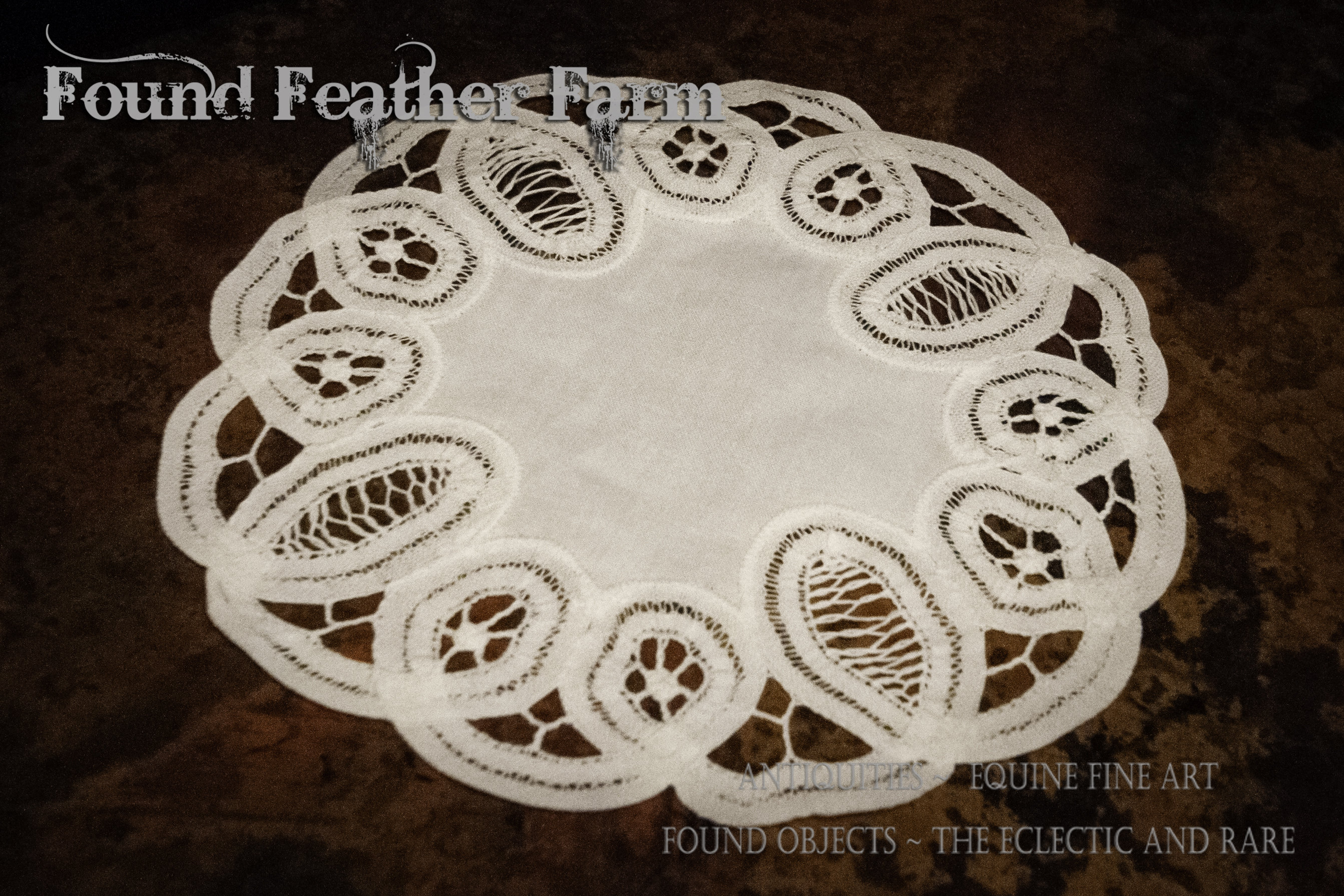 Set of 6 Vintage White Open Cutwork Embroidered Lace Rounds