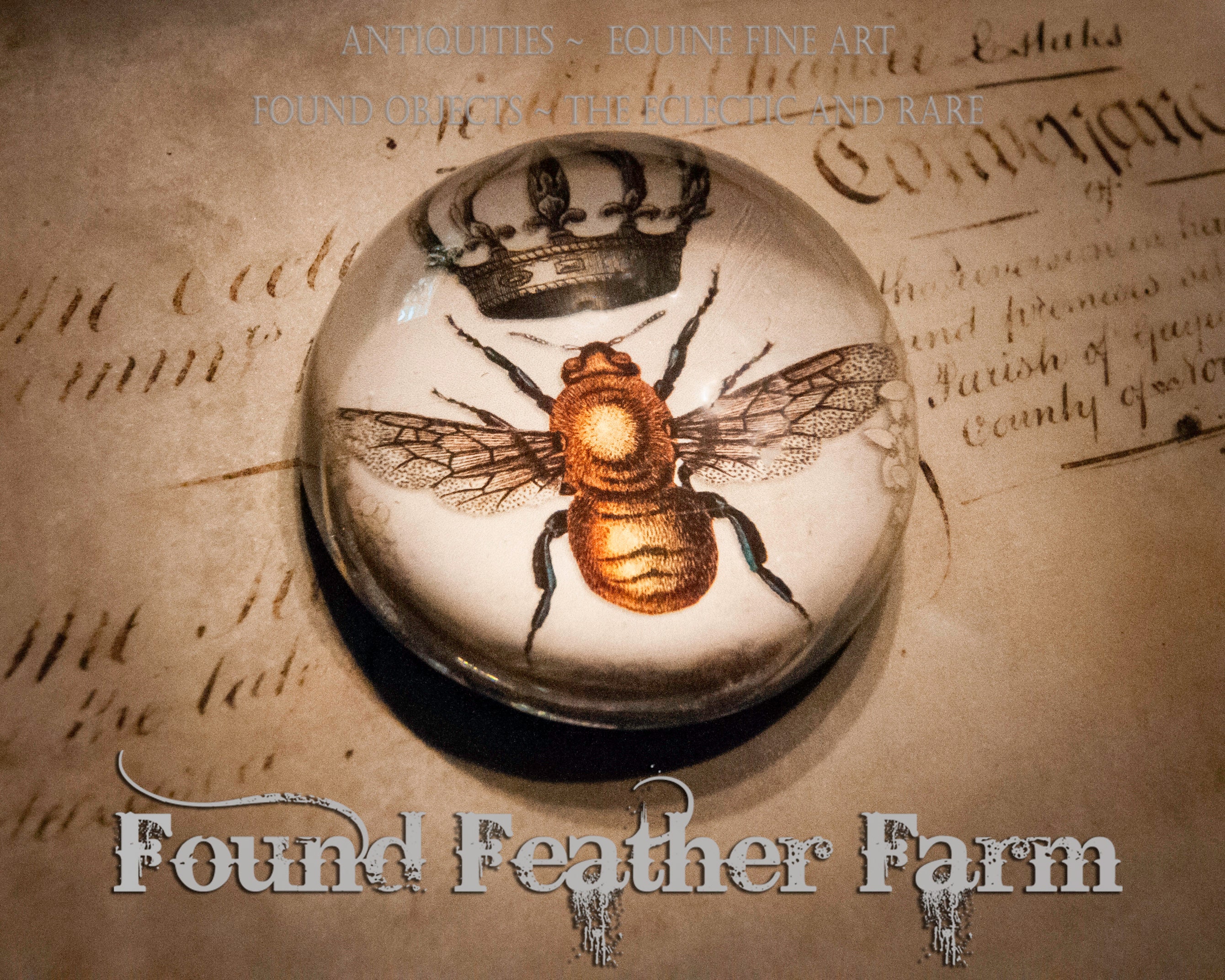 Vintage Medium Round Glass Dome Handmade Queen Bee Paperweight with ...