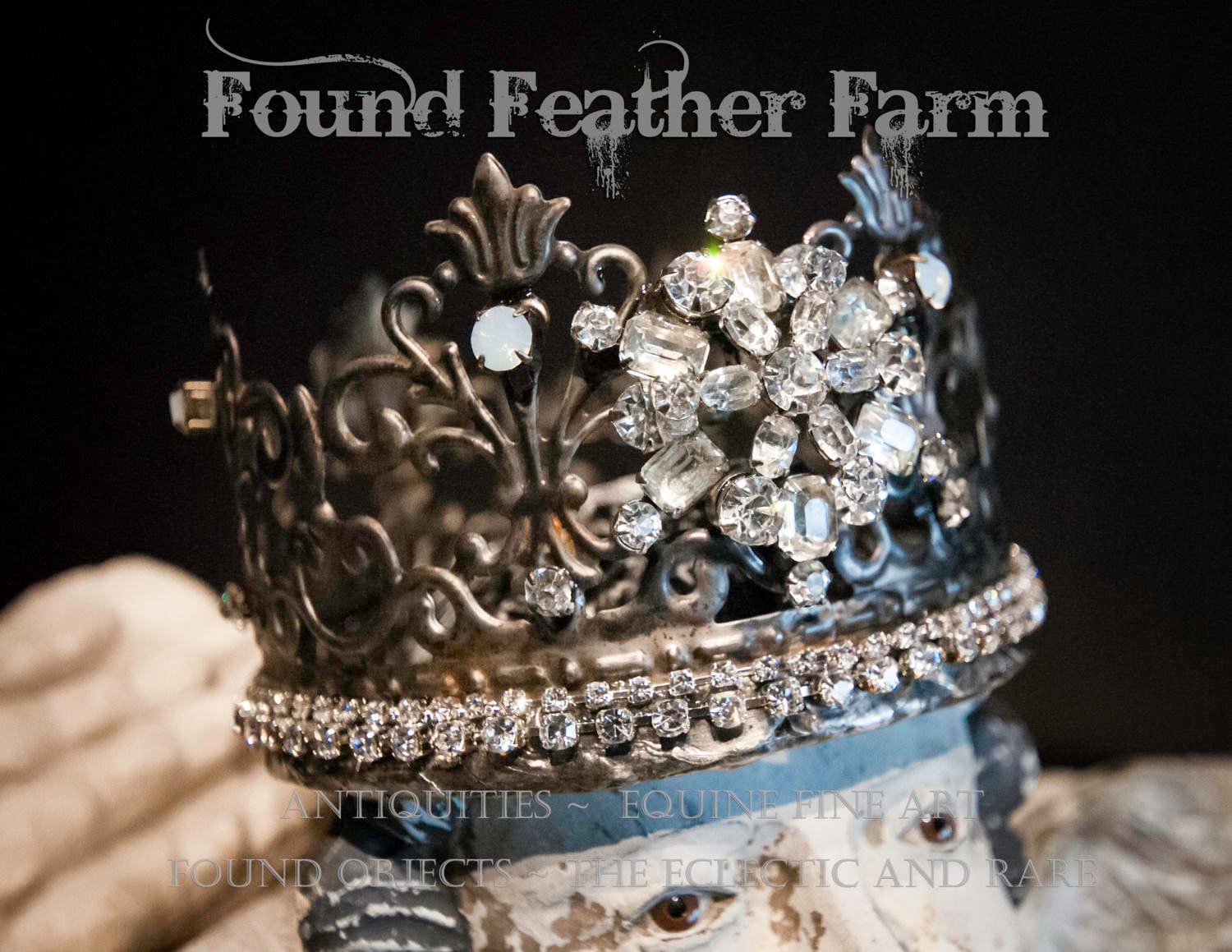Stunning Medium Handmade Embellished Tin Crown with Vintage Jewels
