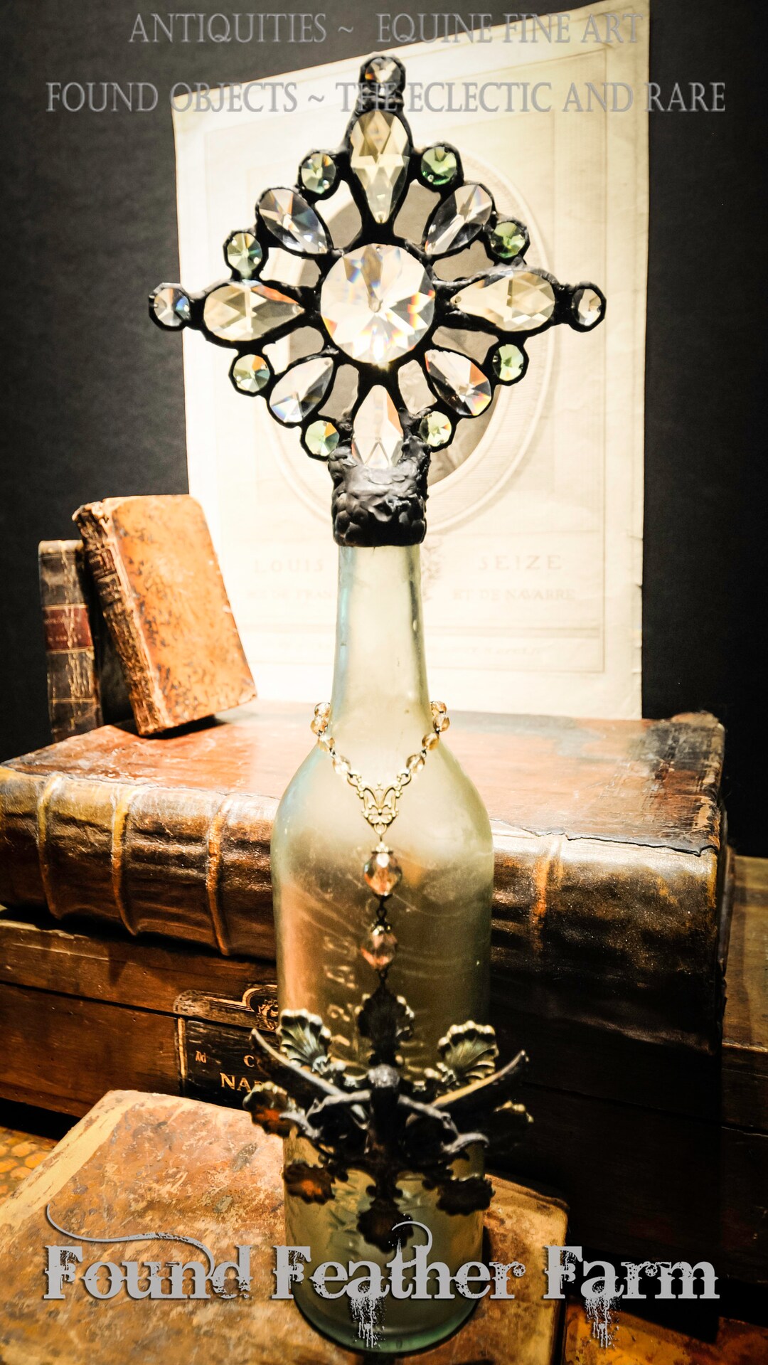 Handmade Cross Bottle With an Antique 1890s Green Glass Greek Wine ...