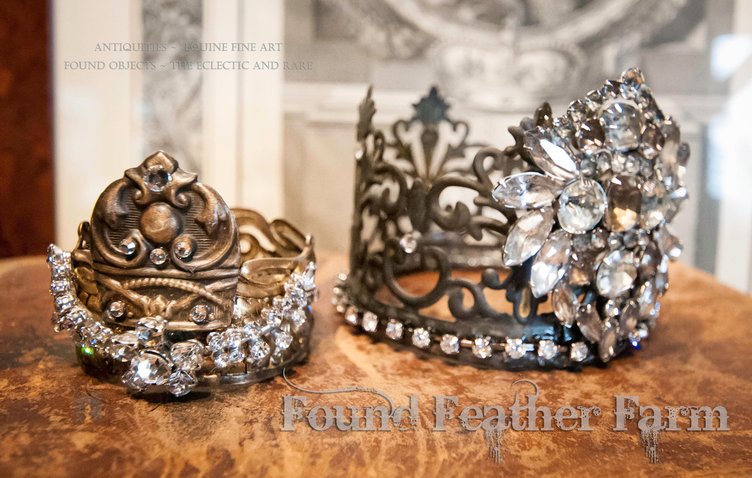Stunning Medium Handmade Embellished Tin Crown with Vintage Rhinestone ...