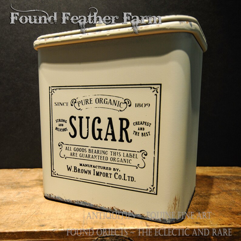 Vintage Inspired Tin Sugar Storage Box - Etsy
