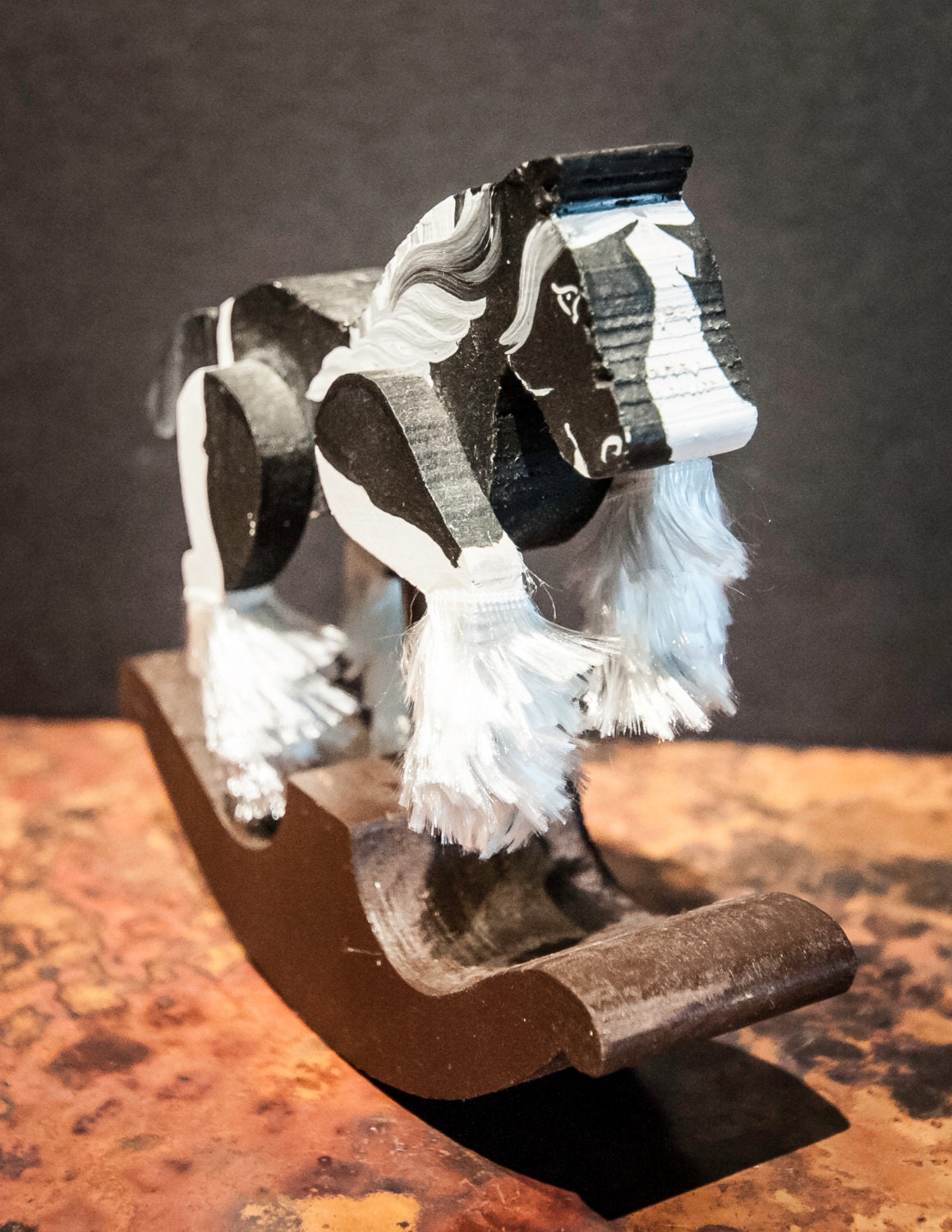 Handmade Wooden Gypsy Rocking Horse Brown Base