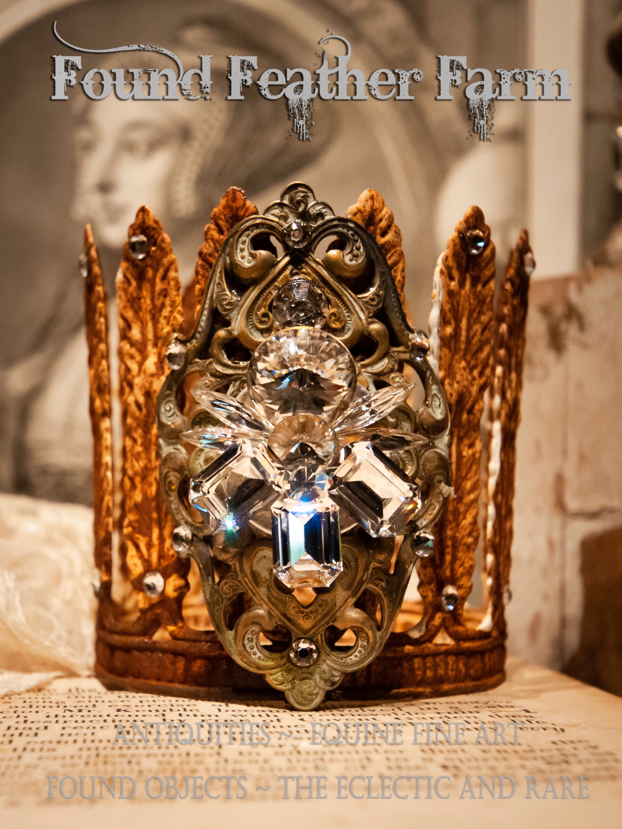 Wonderful Rusted Acanthus Crown Adorned Featuring an Oval Bronze Detail ...