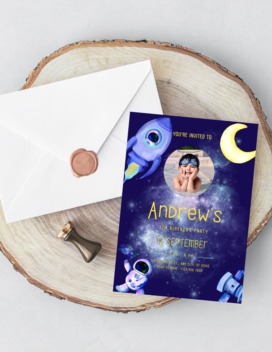 Astronaut Birthday Invite Space Birthday Invitation Space Birthday Cute ...