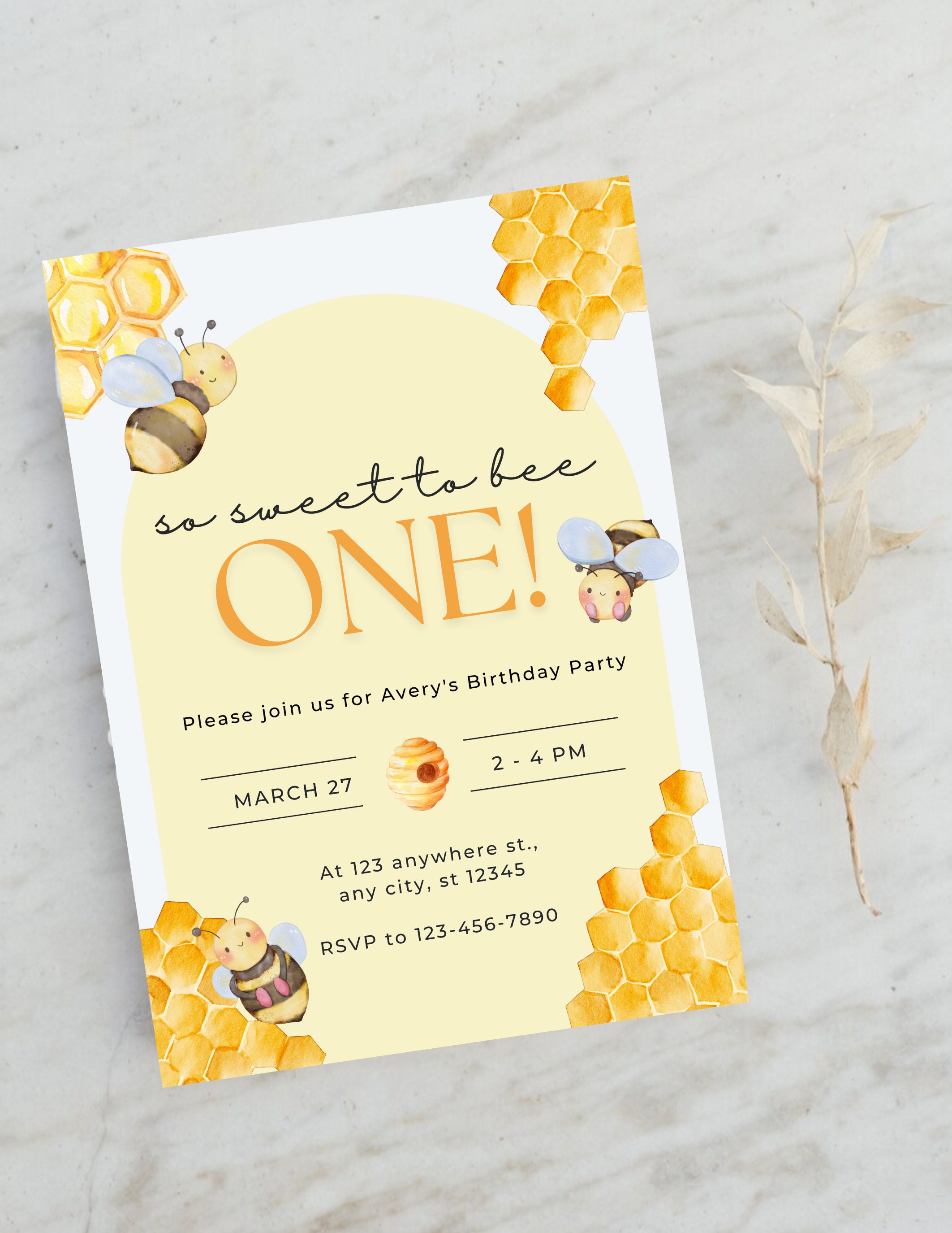 Bee Birthday Invite Birthday Invitation Sweet to Bee Birthday Cute ...