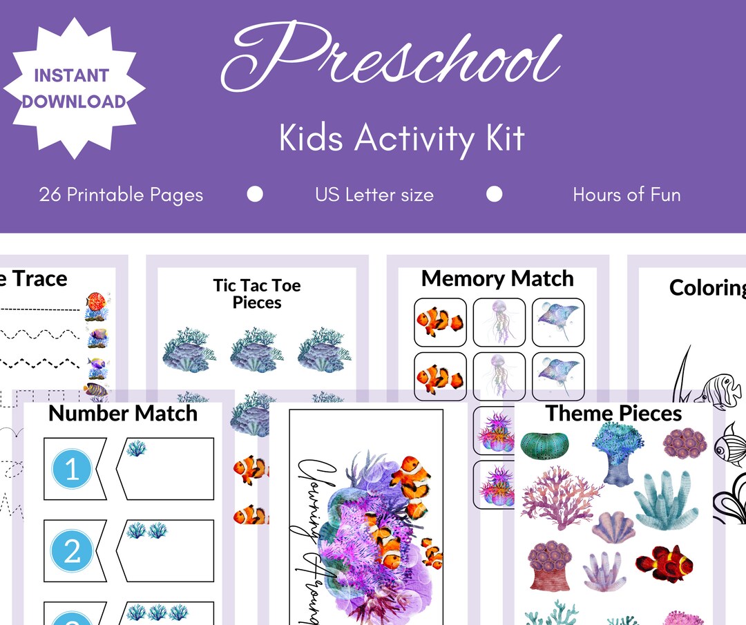 Coral Reef Themed Instant Download Printable Preschool Kindergarten ...