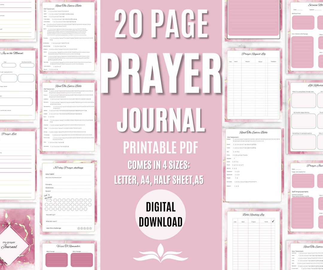 Printable Prayer Journal for Christian Women With Bible Worksheets ...