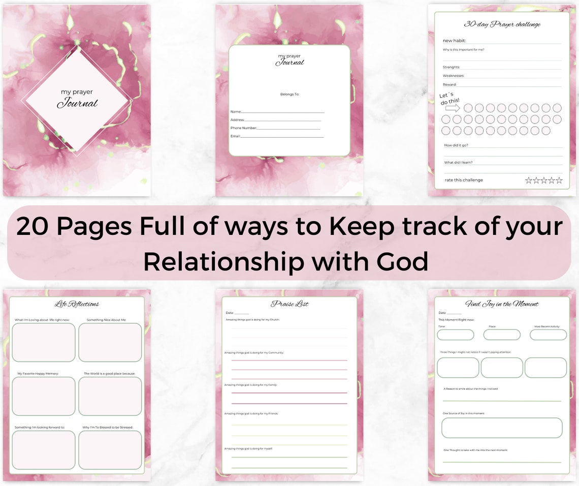 Printable Prayer Journal for Christian Women With Bible Worksheets ...