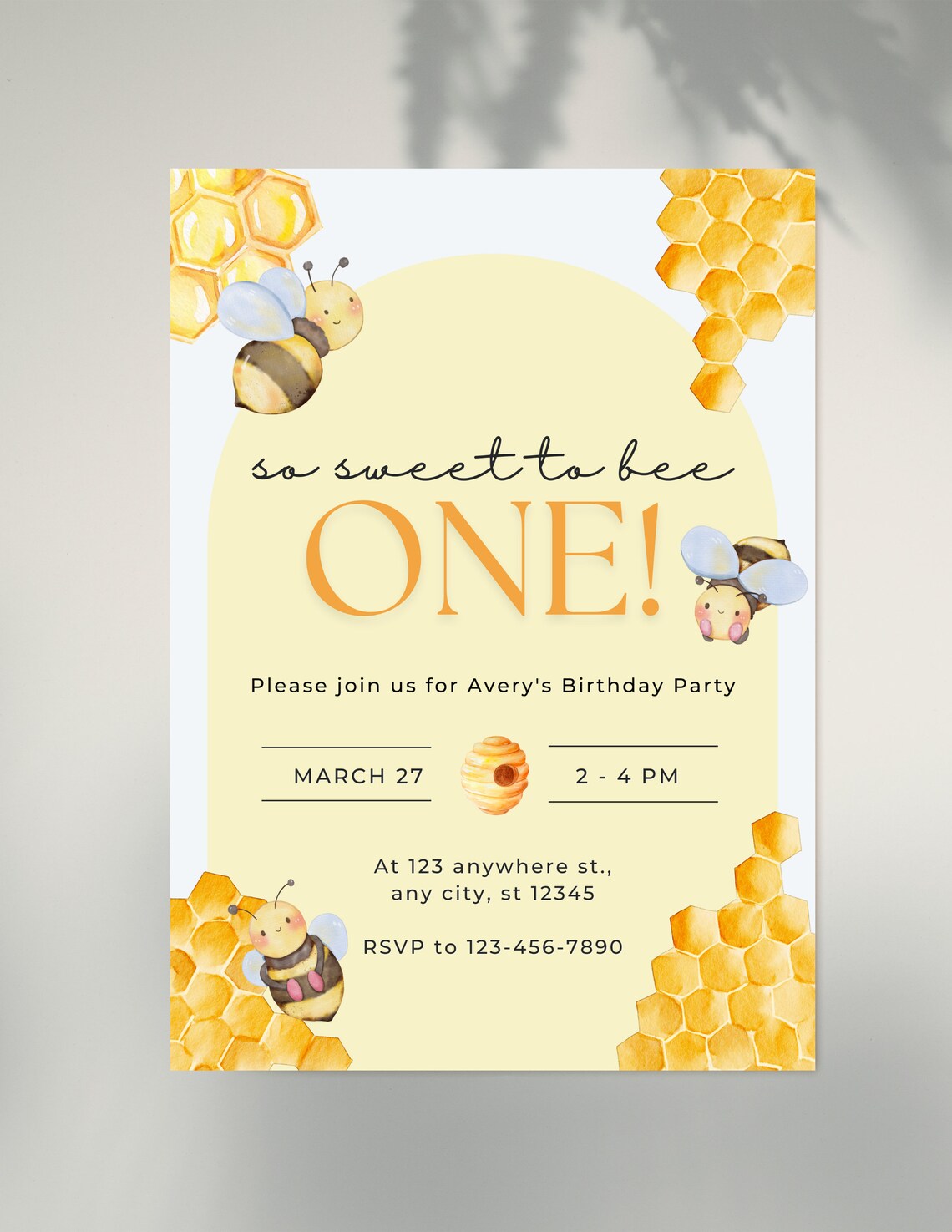 Bee Birthday Invite Birthday Invitation Sweet to Bee Birthday Cute ...