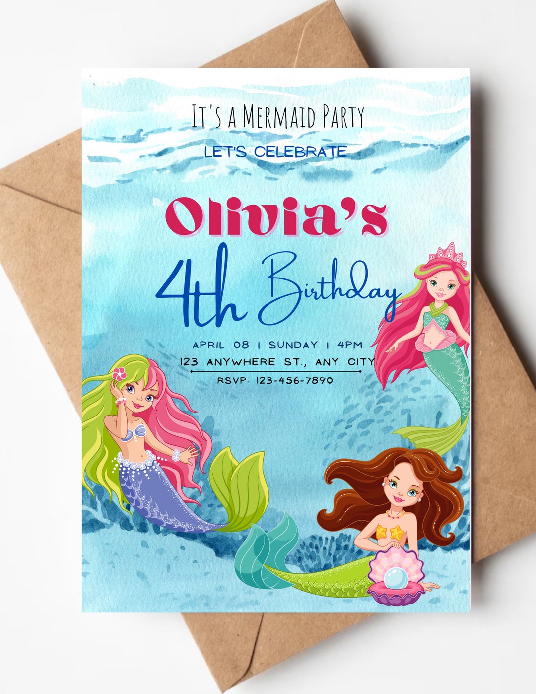 Mermaid Birthday Invite Birthday Invitation Mermaid Birthday Cute ...