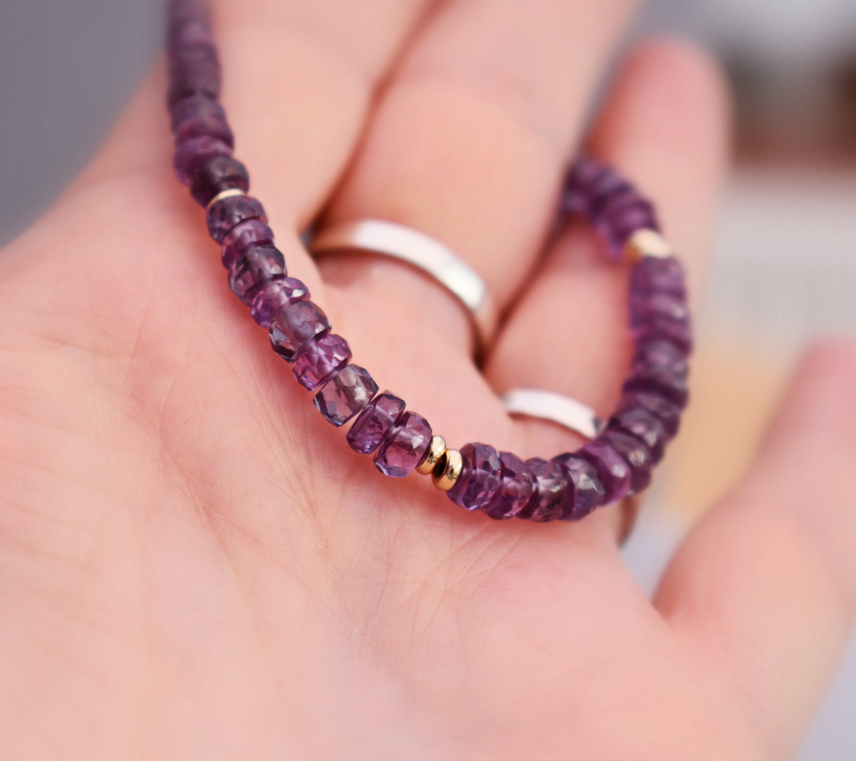 14K Solid Gold Alexandrite Bracelet - Natural Alexandrite Solid Gold ...