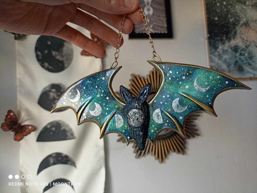 Astral Bat Wall Hanging: Handmade Celestial Space Art Decor | Halloween ...
