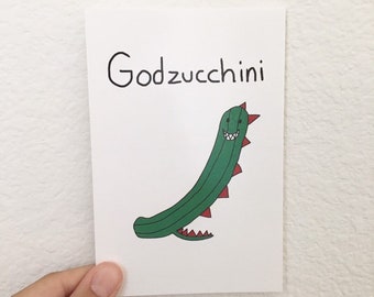 Godzilla Postcard Freddie Yeti Designs Funny Postcard | Etsy