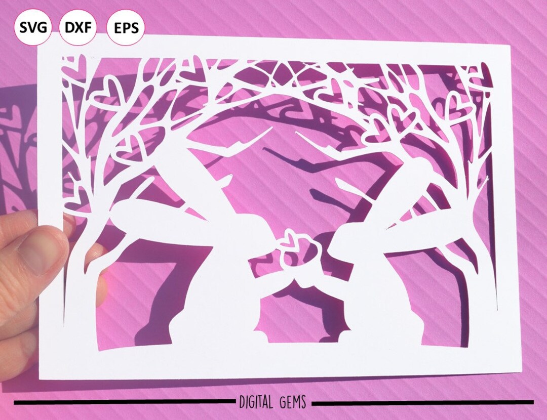 Rabbit Birthday Paper Cut Svg / Dxf / Eps Files and Pdf / Png Printable ...