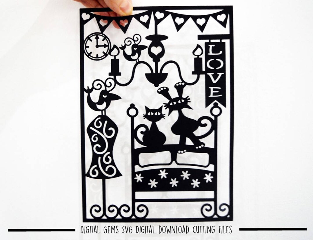 Katze Scherenschnitt Svg / Dxf / Eps / Dateien und Pdf / Png druckbare ...